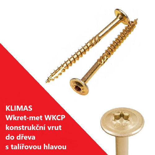 KLIMAS WKCP: Konstrukční vrut do dřeva s talířovou hlavou - pevné spoj - JMBonline.cz