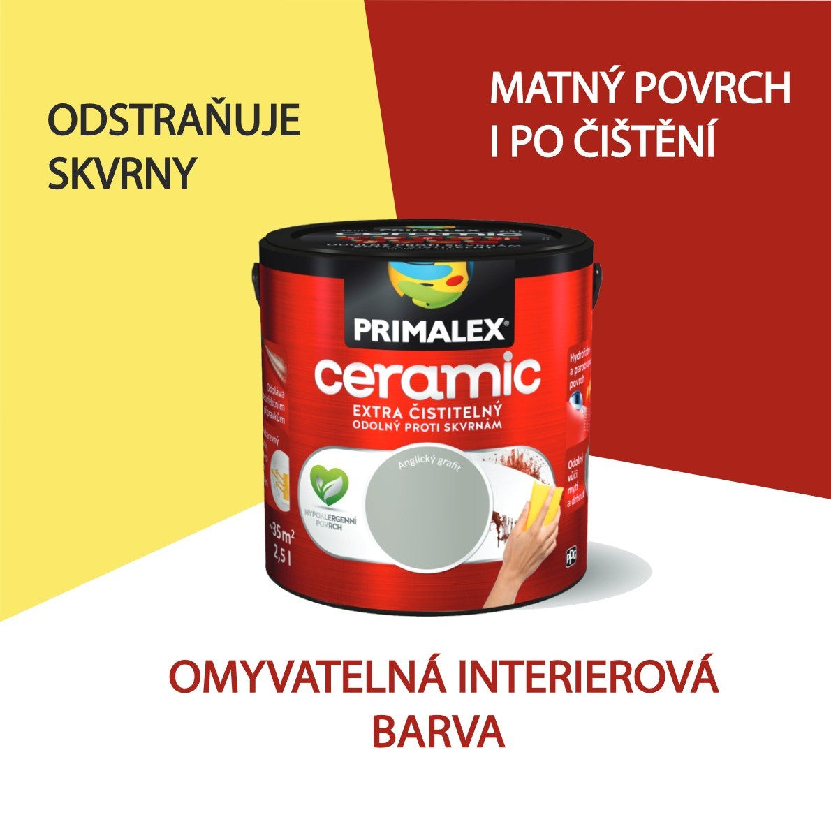 PRIMALEX ceramic omyvatelný nátěr na zeď pro moderní bydlení - JMBonline.cz